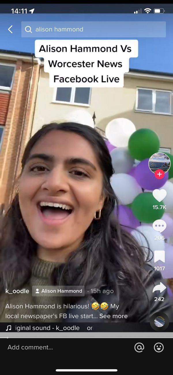 Droitwich reporter's 'chaotic' Alison Hammond interview goes viral - BBC News