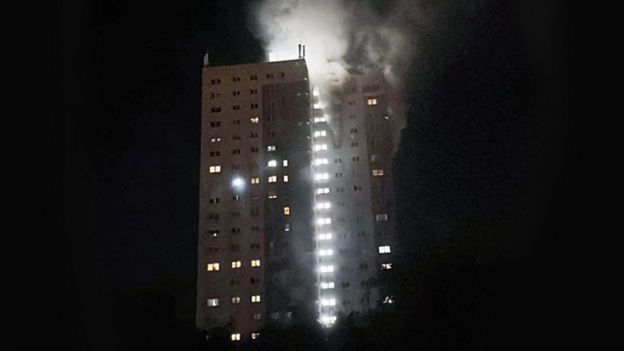 Firefighters extinguish blaze at Glasgow tower block - BBC News