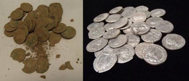 Roman coins found near Overton declared treasure - BBC News