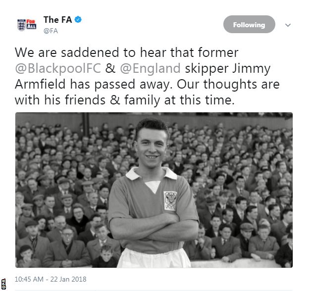 Jimmy Armfield: Blackpool and England legend dies at the age of 82 ...