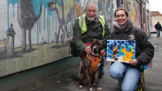 Banksy the dog art raises £500 for Bristol animal charity - BBC News