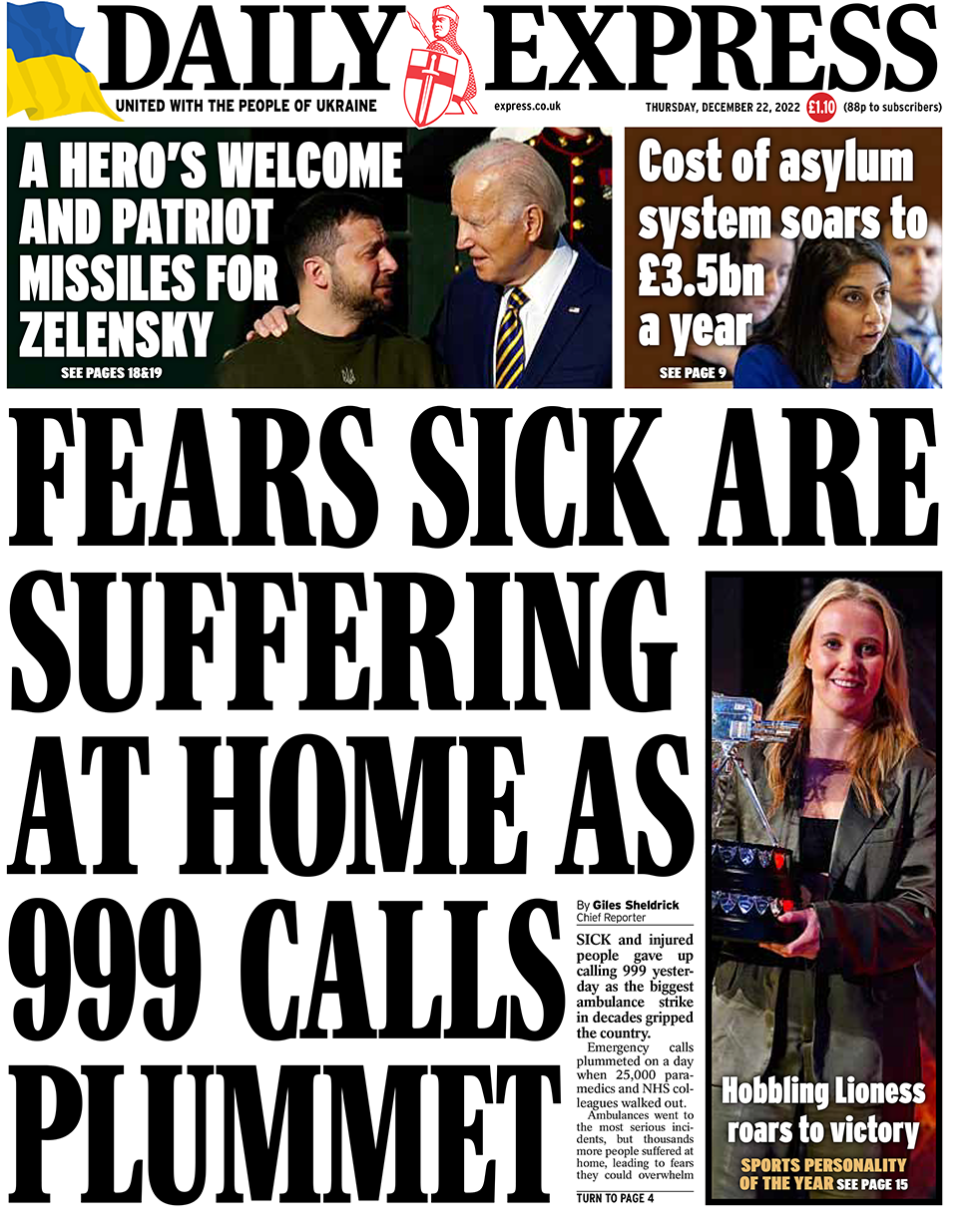 Newspaper headlines: 'Fears for sick' and PM's 'silence' over strike ...