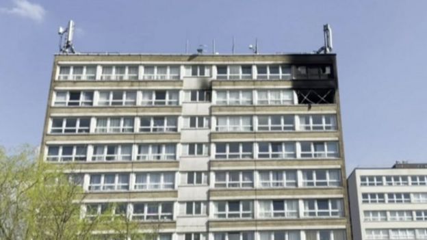 Hanley tower block fire: Man arrested on suspicion of arson - BBC News