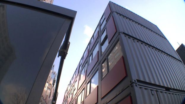 Shipping containers used to house homeless children - BBC News