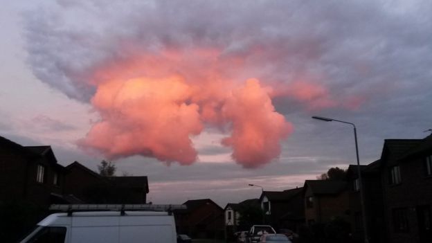 'Artificial' clouds captured at sunset in Forth Valley - BBC News