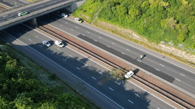 Driver injured as car crashes off A64 onto A1(M) during police pursuit ...