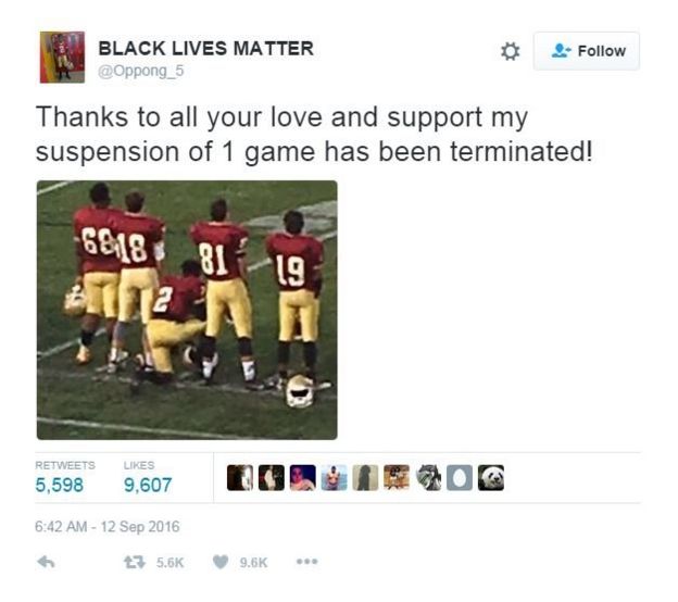 Student athletes join US national anthem protest - BBC News