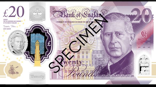 King Charles comes face to face with new banknotes - BBC News