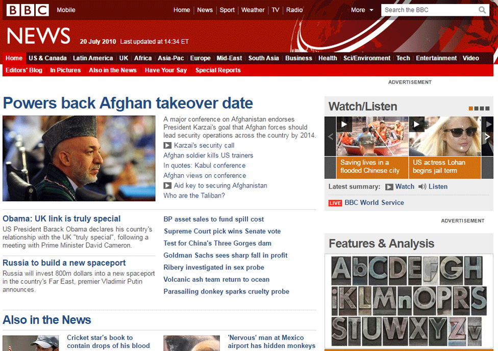 How the BBC News website has changed over the past 20 years - BBC News