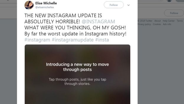 Outcry as Instagram tries horizontal scrolling - BBC News