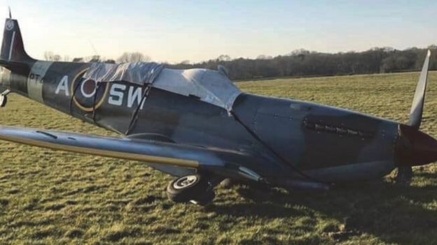 Spitfire crashed at Denham Airfield when wheel collapsed - BBC News
