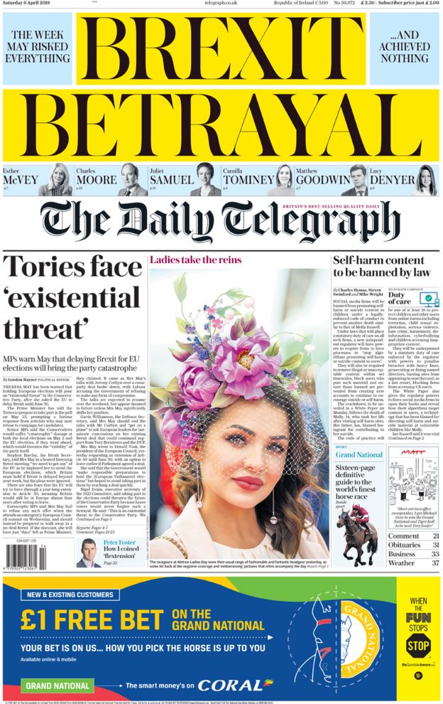 Newspaper headlines: Brexit extension leads many papers - BBC News