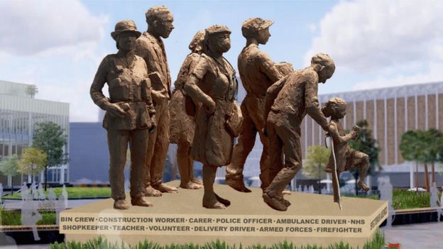 Coronavirus memorial erected in Eastbourne - BBC News