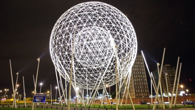 RISE: Artist behind 'the balls on the Falls' returns to NI - BBC News