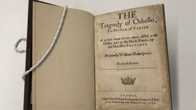 First edition Shakespeare text from 1623 goes on display - BBC News