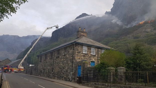 Blaenau Ffestiniog mountain fire: Residents of 20 homes return - BBC News