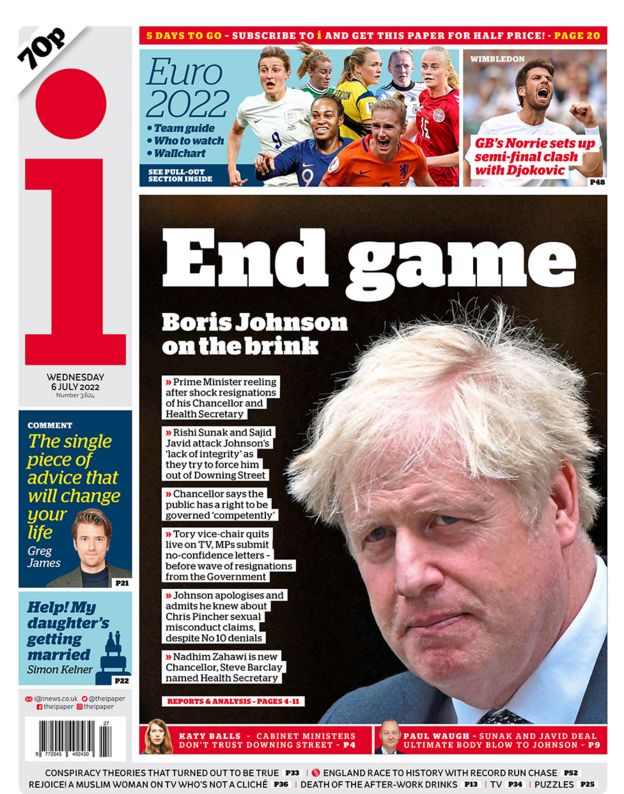 Newspaper headlines: 'Johnson on the brink' - BBC News