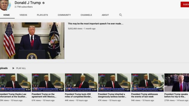 YouTube suspends Donald Trump's channel - BBC News