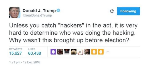 Trump Tweetwatch Intelligence Agencies Taking One Last Shot Bbc News