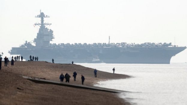 USS Gerald R Ford: World’s biggest warship arrives off Portsmouth - BBC ...