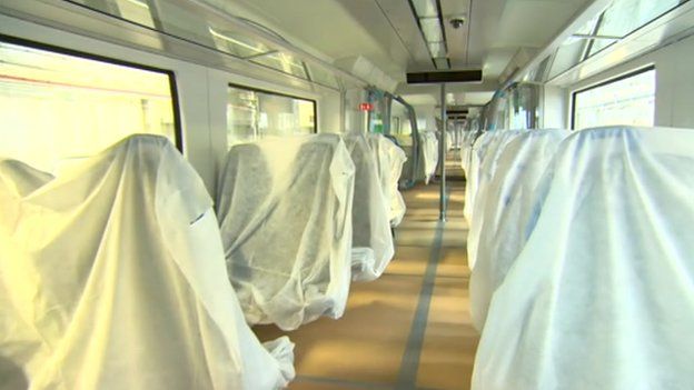 First new Thameslink train arrives at Three Bridges depot - BBC News