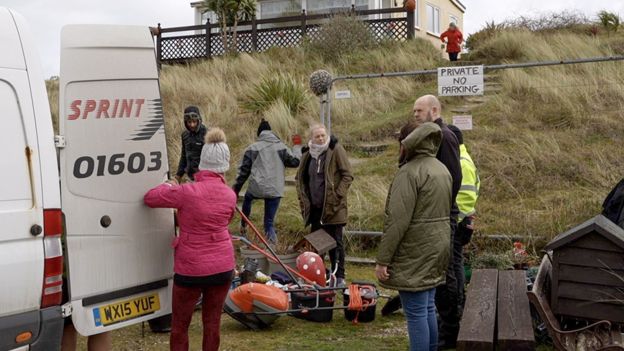 Hunstanton clifftop waterfall photographed after storm - BBC News