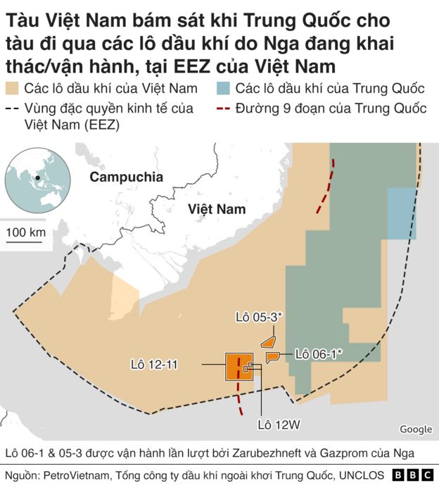 Biển Đông: VN theo sát tàu TQ gần mỏ dầu do Nga khai thác trong EEZ - BBC News Tiếng Việt
