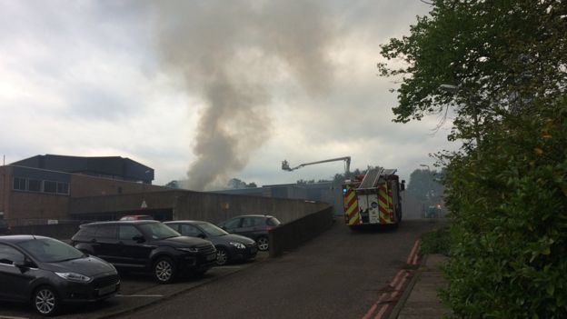 Firefighters battle blaze at old Royal Victoria Hospital - BBC News