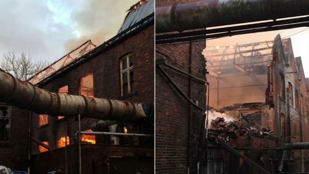 Large fire breaks out at Rochdale mill - BBC News