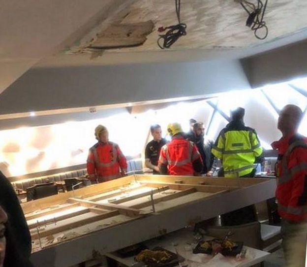 Diners hurt as ceiling collapses in Bolton restaurant - BBC News