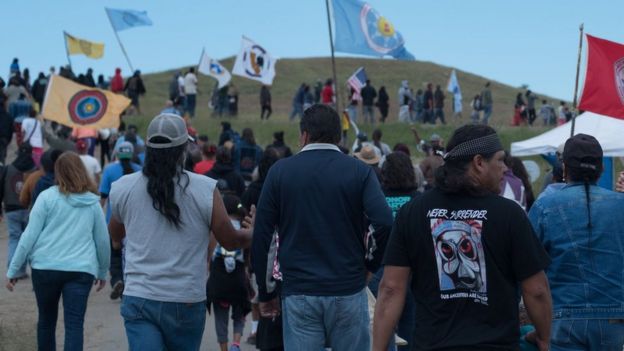 Life in the Native American oil protest camps - BBC News