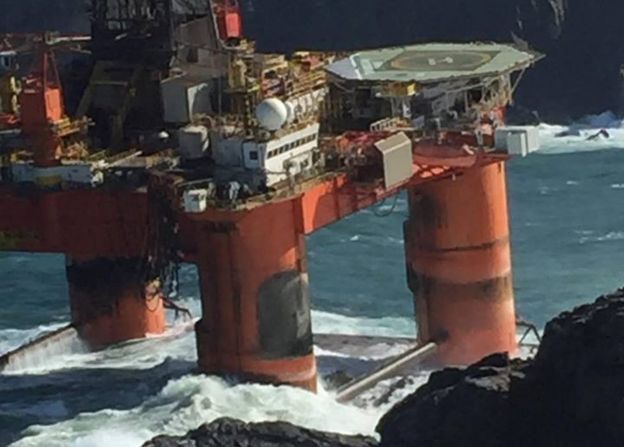 Salvage experts begin examining stricken Western Isles oil rig - BBC News