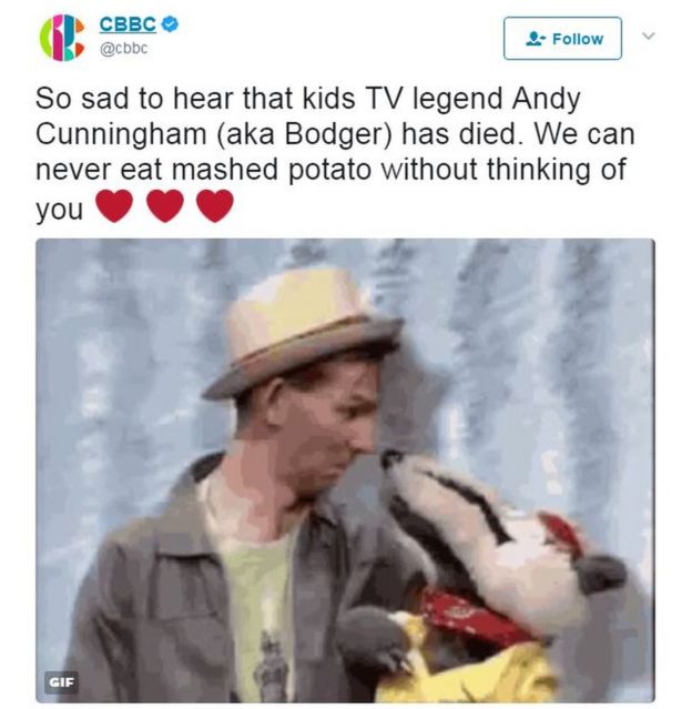 Bodger and Badger star Andy Cunningham dies aged 67 - BBC News