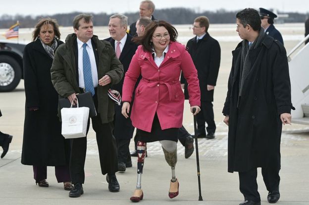 Tammy Duckworth becomes first US senator in office to give birth - BBC News