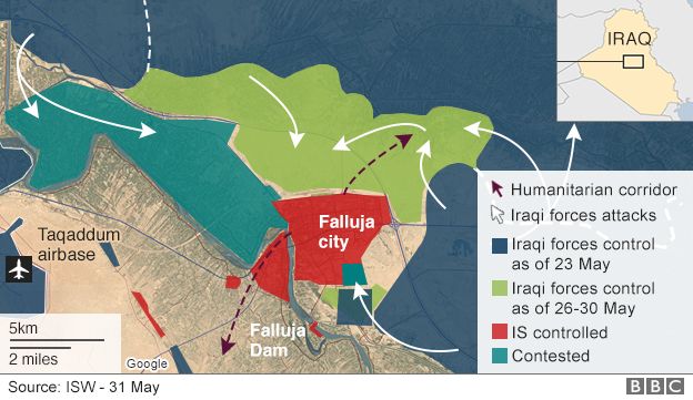 Islamic State group hits back as Iraqi army moves into Falluja - BBC News