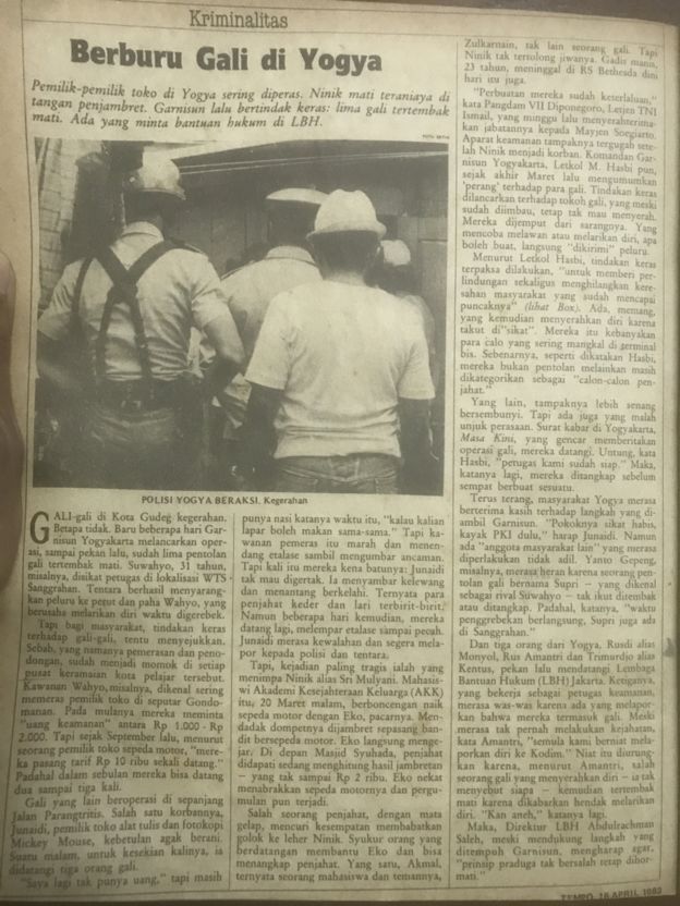 Penembakan misterius 1982-1985: 'Walau bapak saya gali, dia tak bisa dibunuh tanpa diadili dulu ...