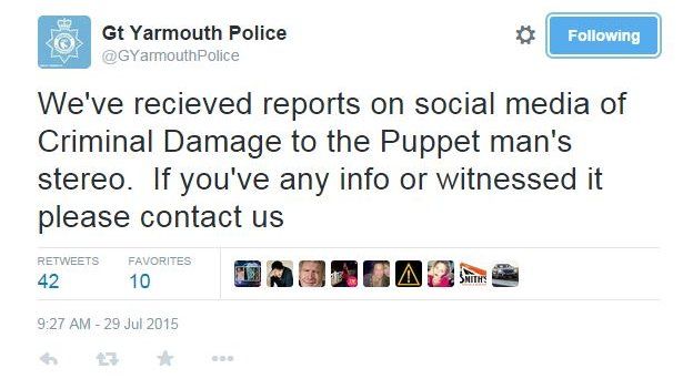 Norwich Puppet Man in stereo water attack gets apology - BBC News