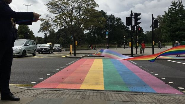 The UK's first rainbow crossing - BBC Newsround