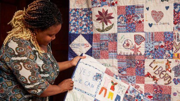 Modern slavery survivors say making quilt gave them hope - BBC News
