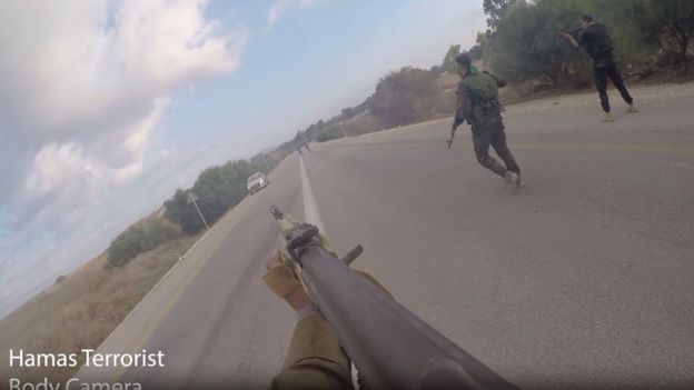 Israel shows Hamas bodycam attack footage to journalists - BBC News