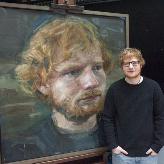 Ed Sheeran portrait by NI artist goes on display in London - BBC News