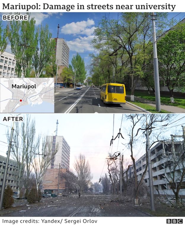 Ukraine war: Images reveal scale of destruction in Mariupol - BBC News