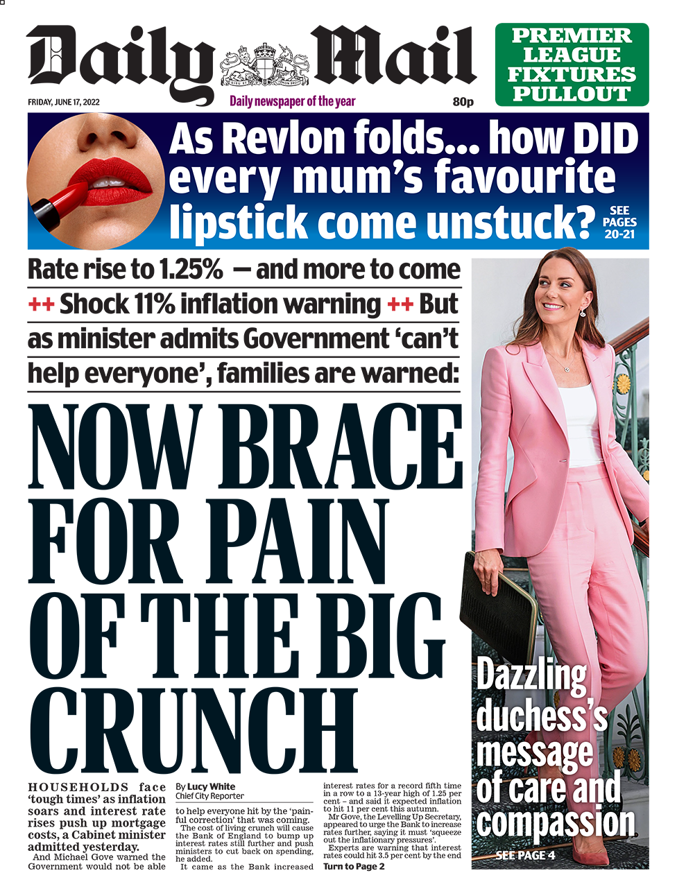 Newspaper headlines: Warnings of 'pain ahead' with inflation to hit 11% ...