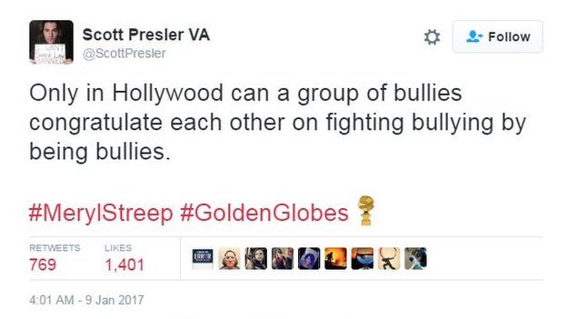 Streep v Trump row sparks firestorm on Twitter - BBC News