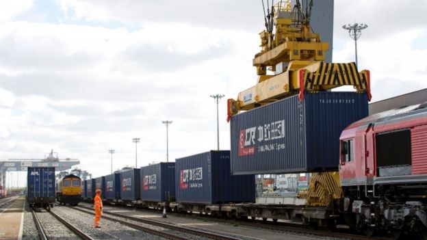 First rail freight service to China departs UK - BBC News