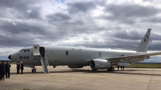 First of RAF's new UK submarine hunters lands in Scotland - BBC News
