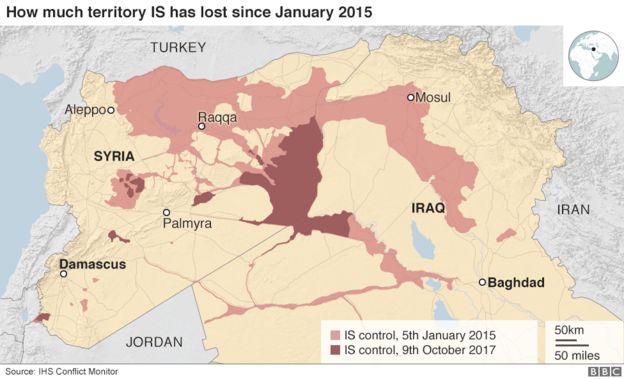 How much territory have Russia and Syria recaptured from IS? - BBC News