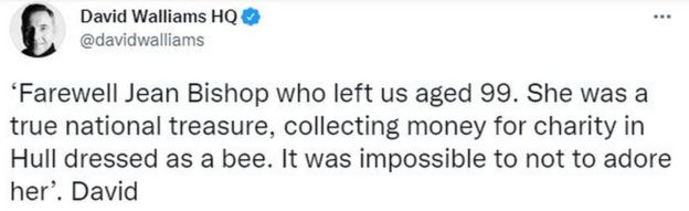 Hull Bee Lady fundraiser Jean Bishop dies aged 99 - BBC News