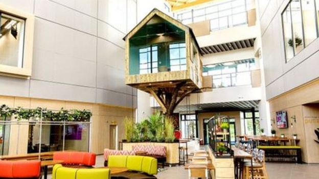 £15m Moneypenny Wrexham office with treehouse and pub opens - BBC News