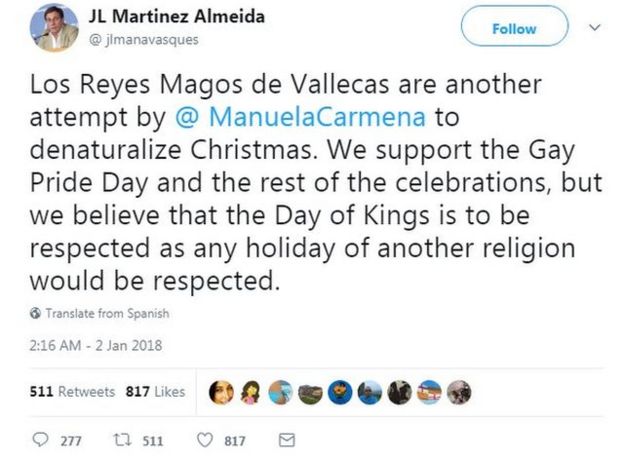 Drag queen to star in Madrid Epiphany parade - BBC News